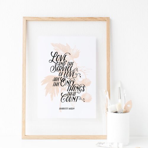 Charlotte Mason "Education is..." Quote with Yellow Flower Frame Print ...