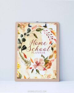 Customizable Printable Homeschool Planner Cover with Autumn Flowers · a ...