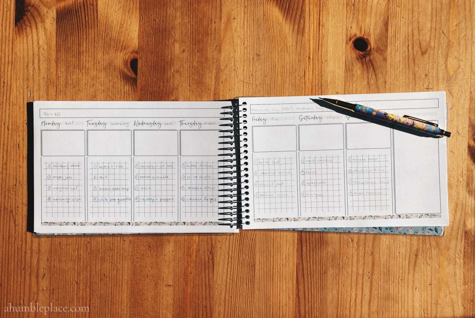 Simple Monthly Meal Planning System for Families · a humble place