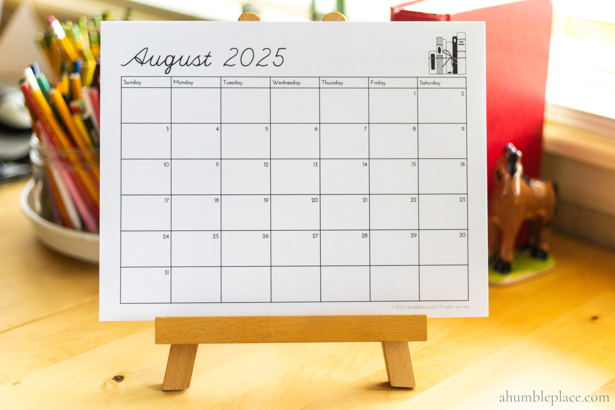 Free Printable Homeschool Calendar for 2025-2026 · a humble place